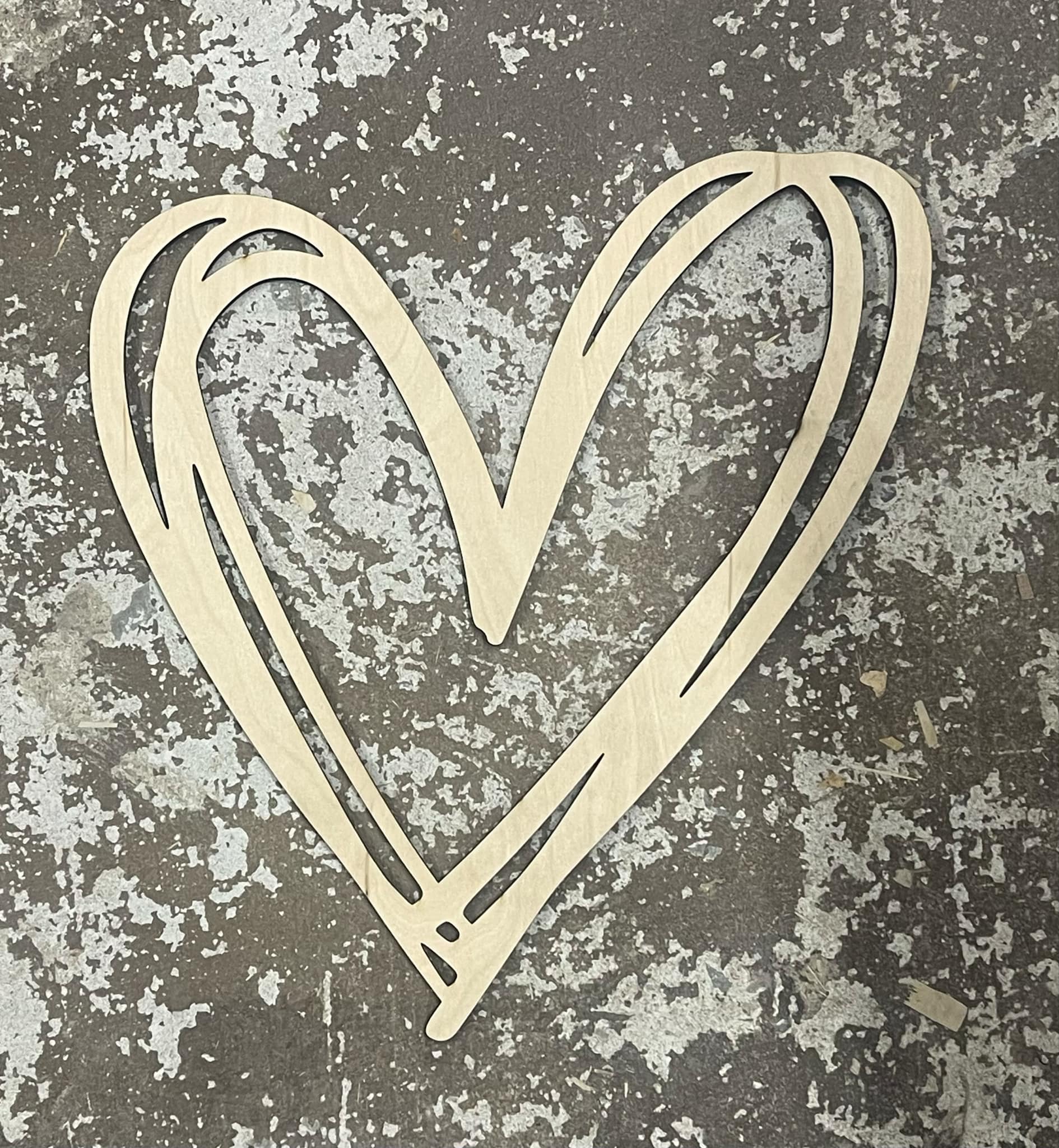 Scribble Outline Heart Wood Craft Blank | MR. PEACOCK'S WOOD LLC
