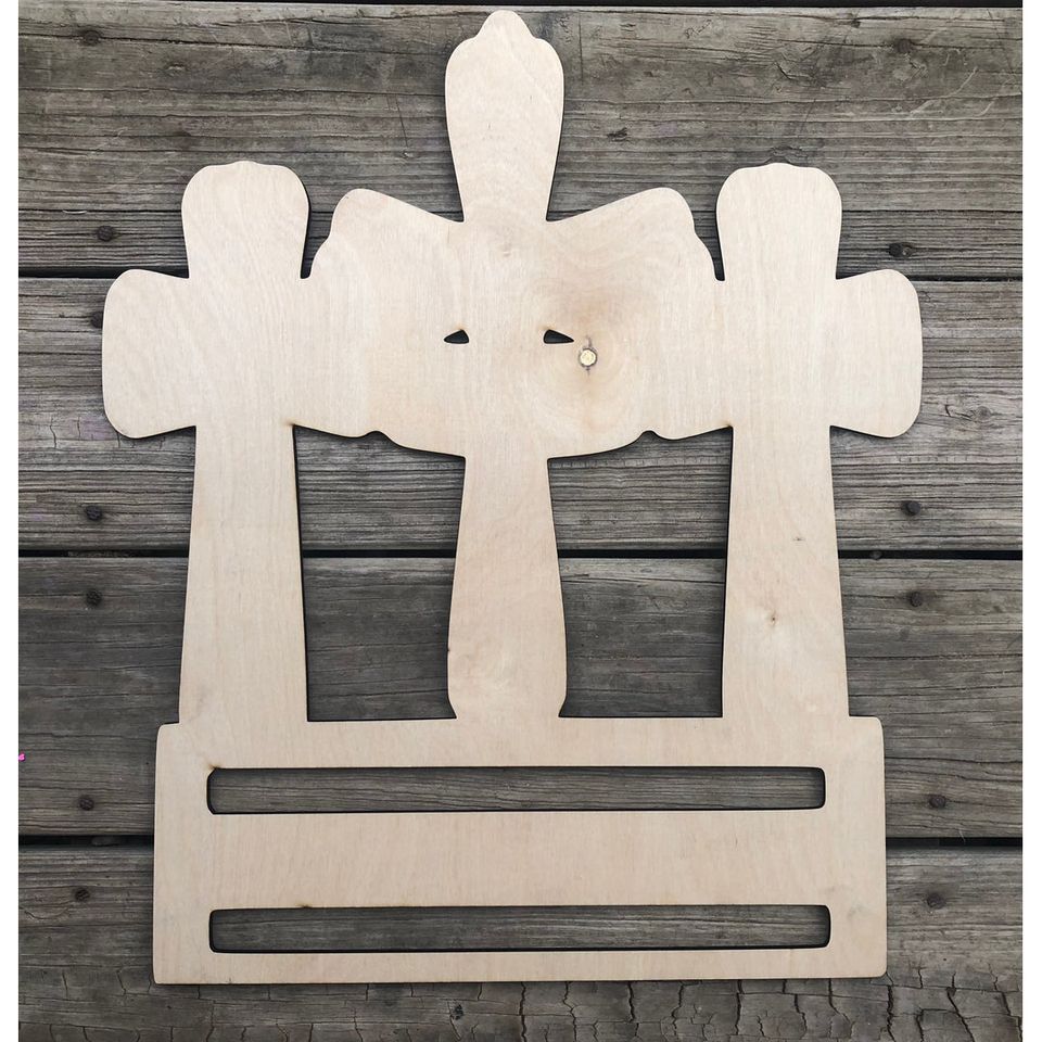 20” Cross Trio With Rails Wood Cutout | MR. PEACOCK'S WOOD LLC
