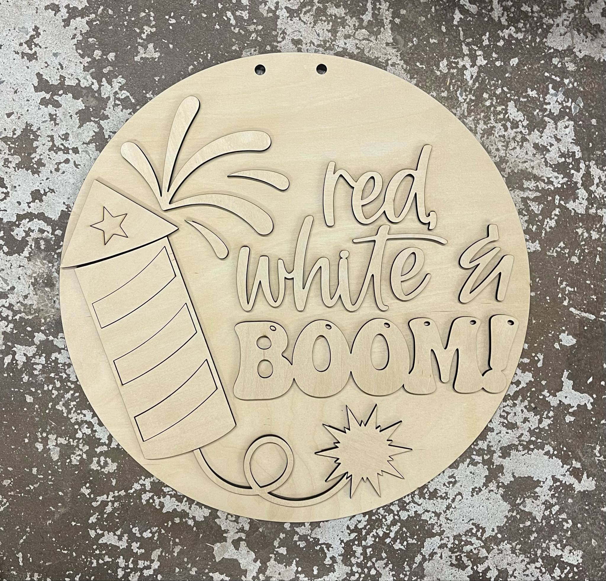 15” Red White And Boom Layered Round Craft Wood Blank | MR. PEACOCK'S ...