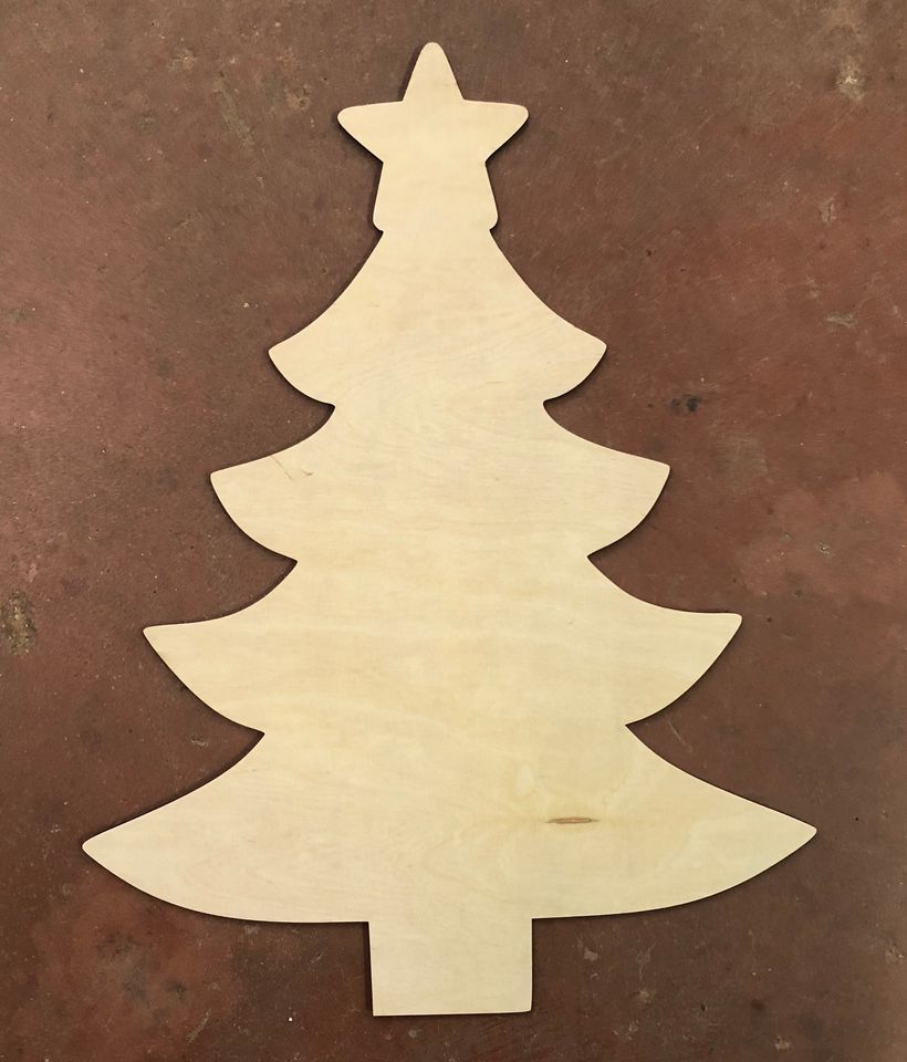 22" Christmas Tree with Star Top Door Hanger Wood Cutout | MR. PEACOCK ...