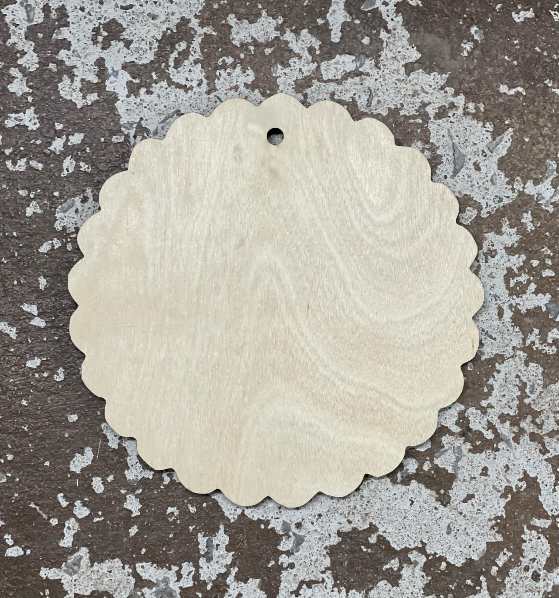 5” Scalloped Circle Wood Round Ornament | MR. PEACOCK'S WOOD LLC