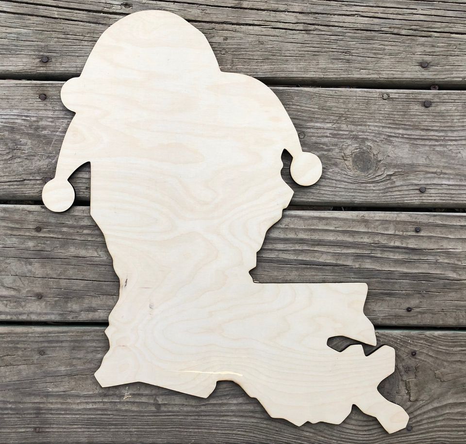 22” Louisiana with Jester Hat Mardi Gras Door Hanger Wood Cutout | MR ...