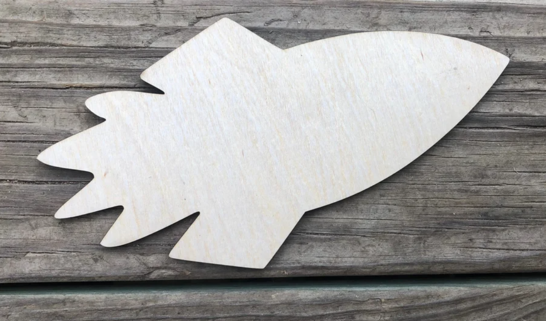 7” Rocket Ship Wood Cutout | MR. PEACOCK'S WOOD LLC
