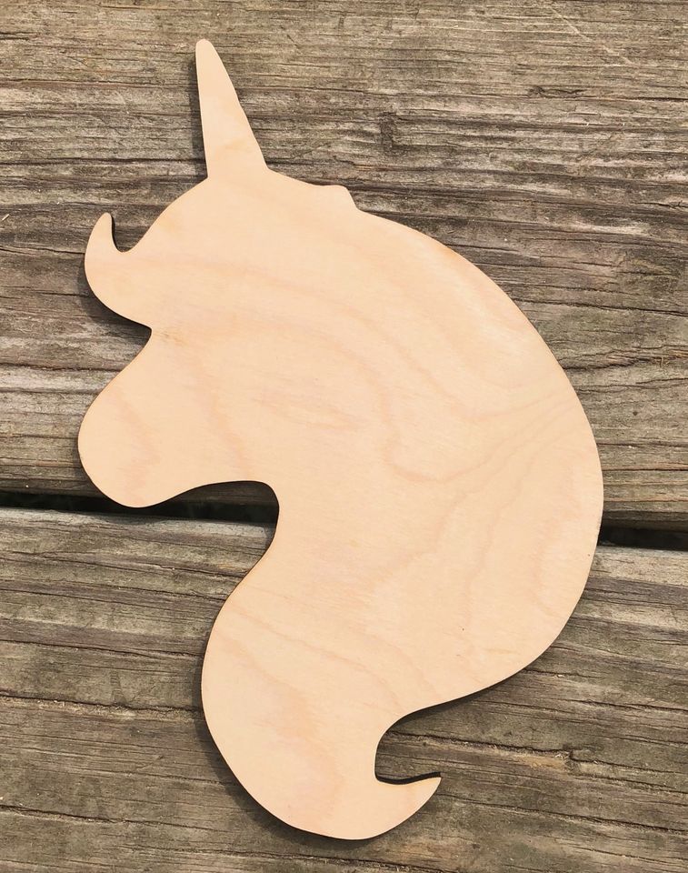7” Unicorn with Flowy Hair Wood Cutout | MR. PEACOCK'S WOOD LLC