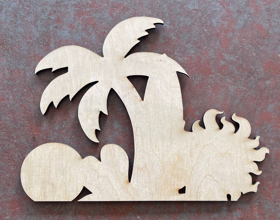 9” Beach Scene Cutout for 15" Rounds | MR. PEACOCK'S WOOD LLC