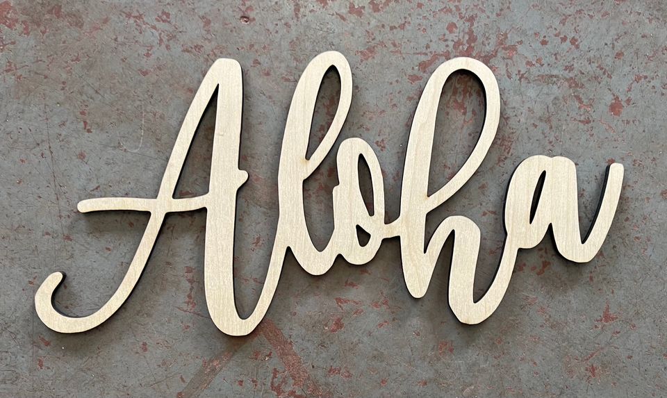 Aloha Word Cutout for 15" Rounds | MR. PEACOCK'S WOOD LLC