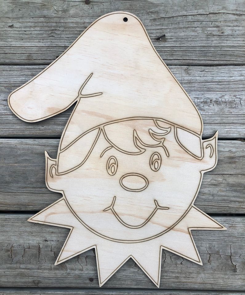 Elf Face Wood Cutout | MR. PEACOCK'S WOOD LLC