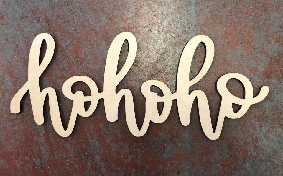 11" HoHoHo Word Wood Cutout | MR. PEACOCK'S WOOD LLC