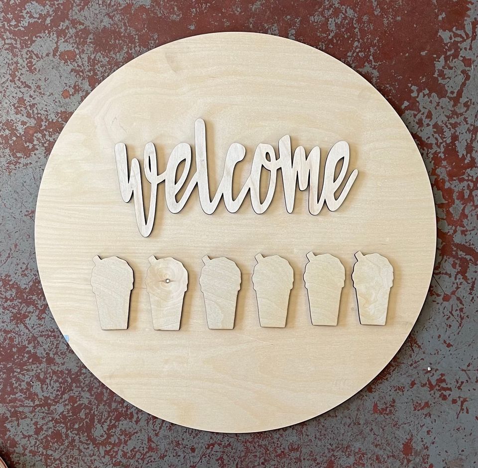 Welcome Summer Snowball Set Door Hanger Wood Cutout | MR. PEACOCK'S ...