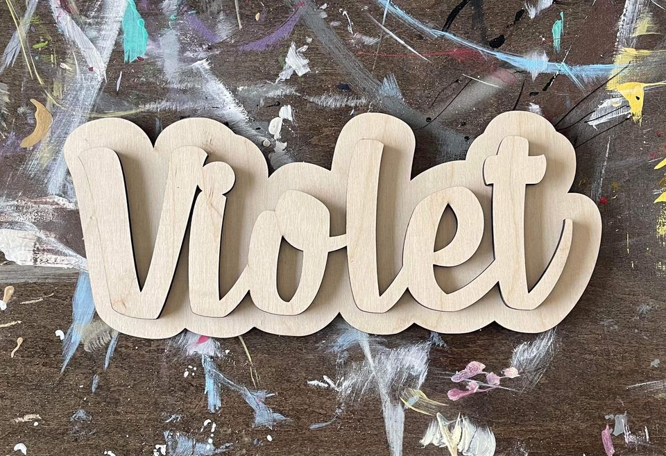 Custom Cursive Layered Name Sign Wood Cutout | MR. PEACOCK'S WOOD LLC