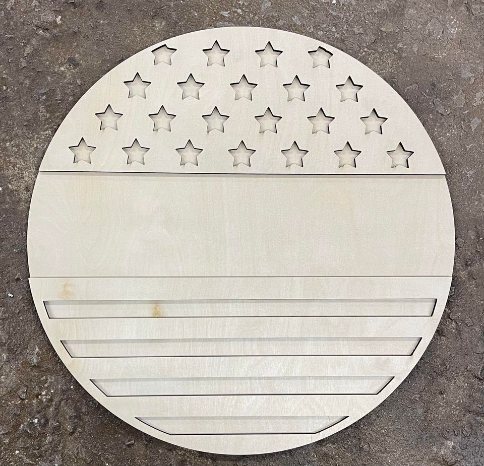 19” Layered Stars and Stripes Set Door Hanger Wood Cutout | MR. PEACOCK ...