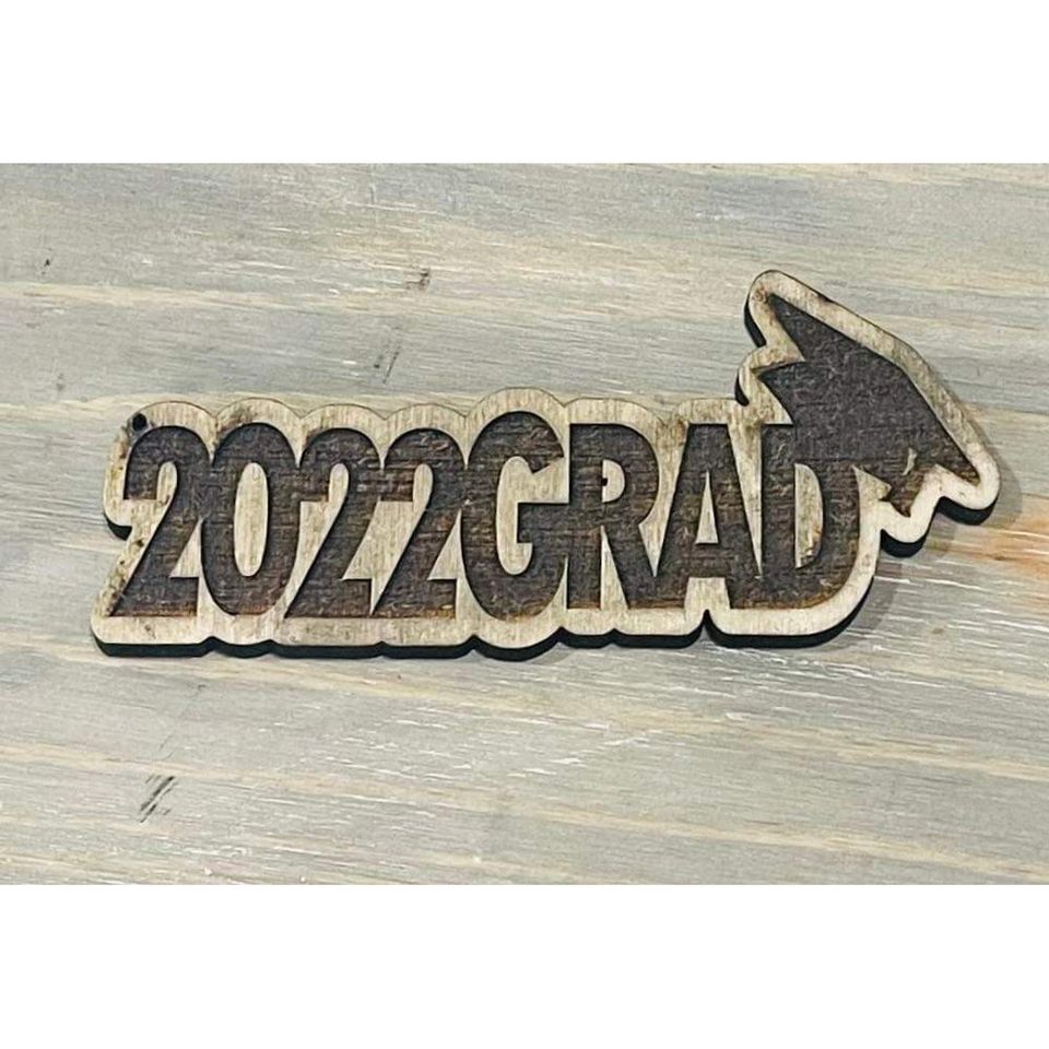4" 2022 Grad Keychain or Car Charm Wood Cutout | MR. PEACOCK'S WOOD LLC