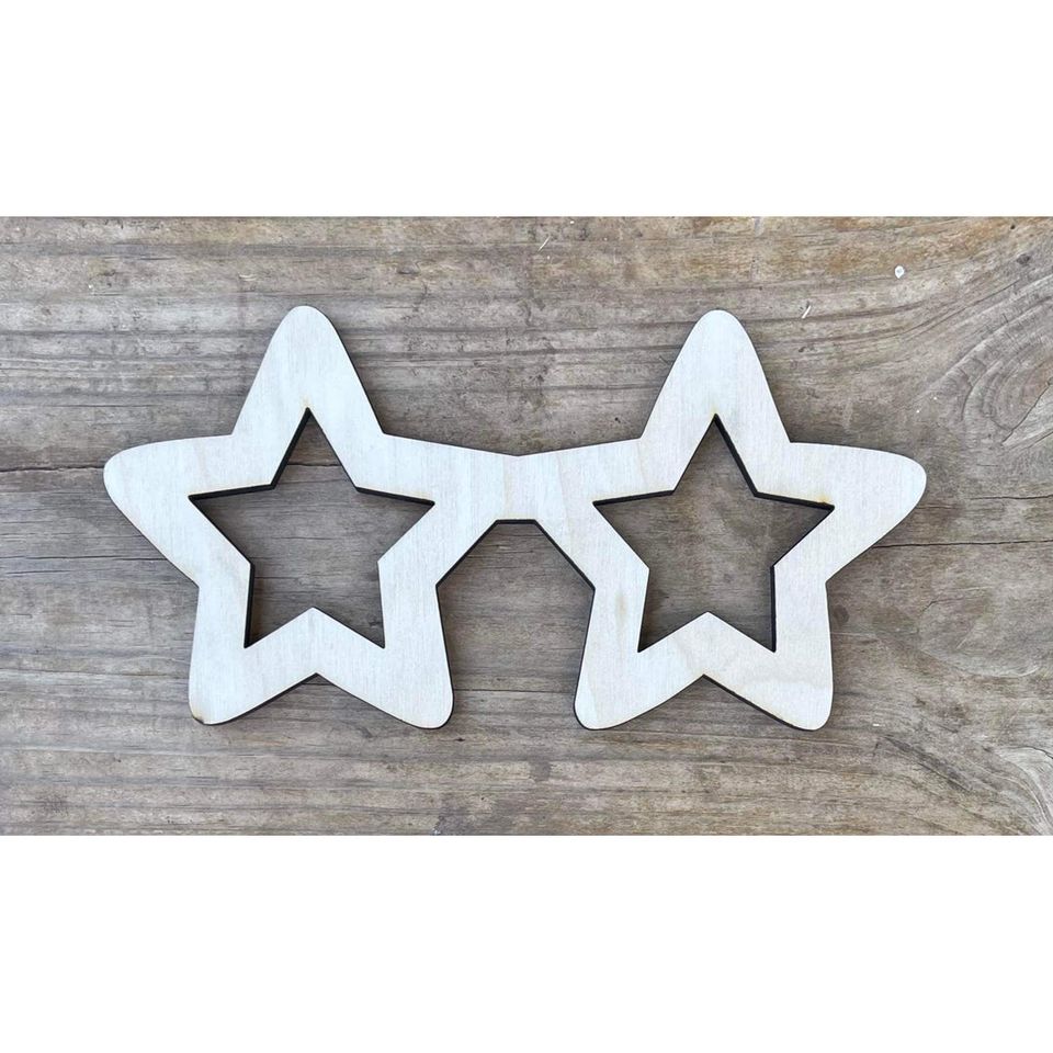 7” Wide Star Prop Glasses Wood Cutout | MR. PEACOCK'S WOOD LLC