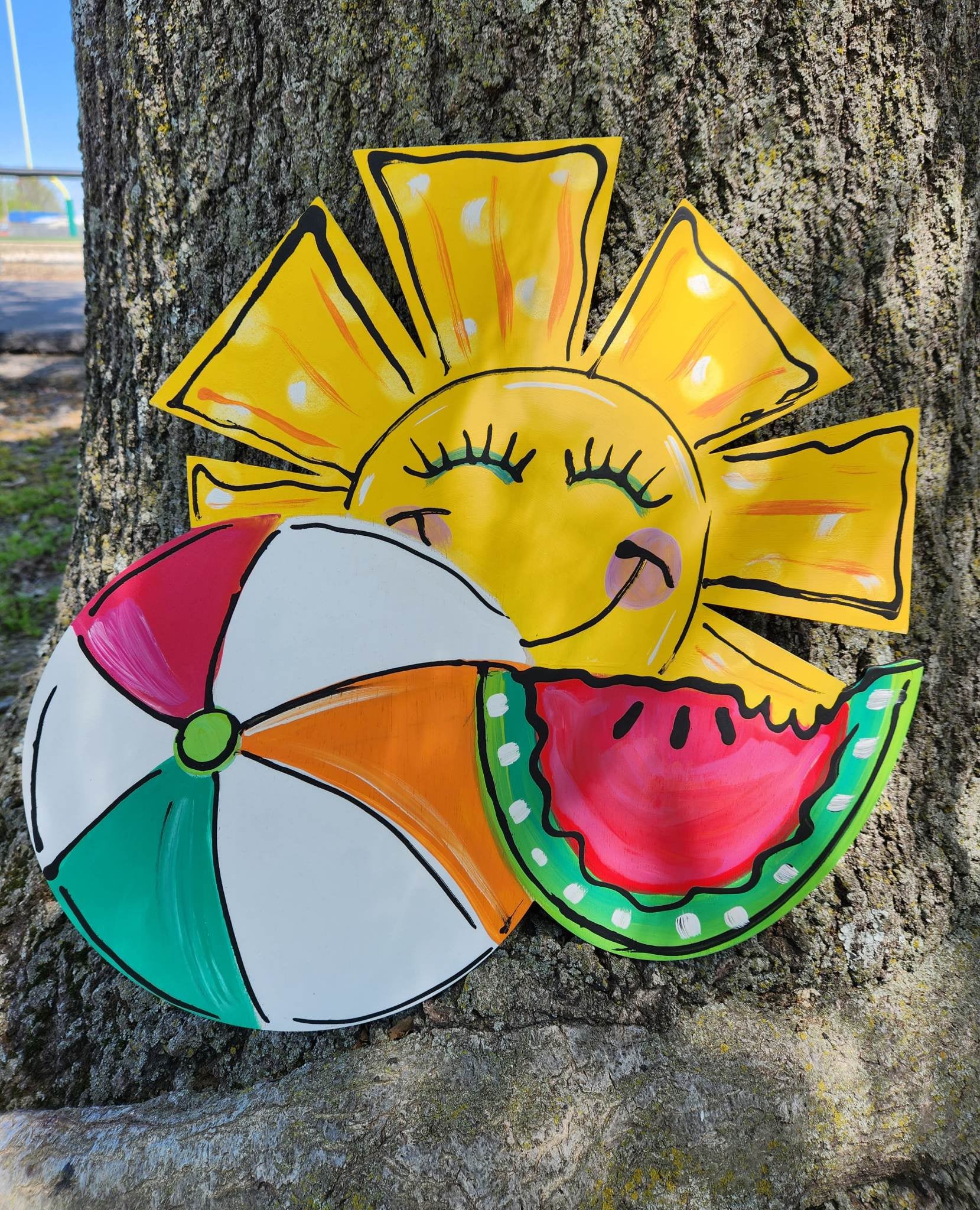 19” Summertime Trio Door Hanger Wood Cutout | MR. PEACOCK'S WOOD LLC