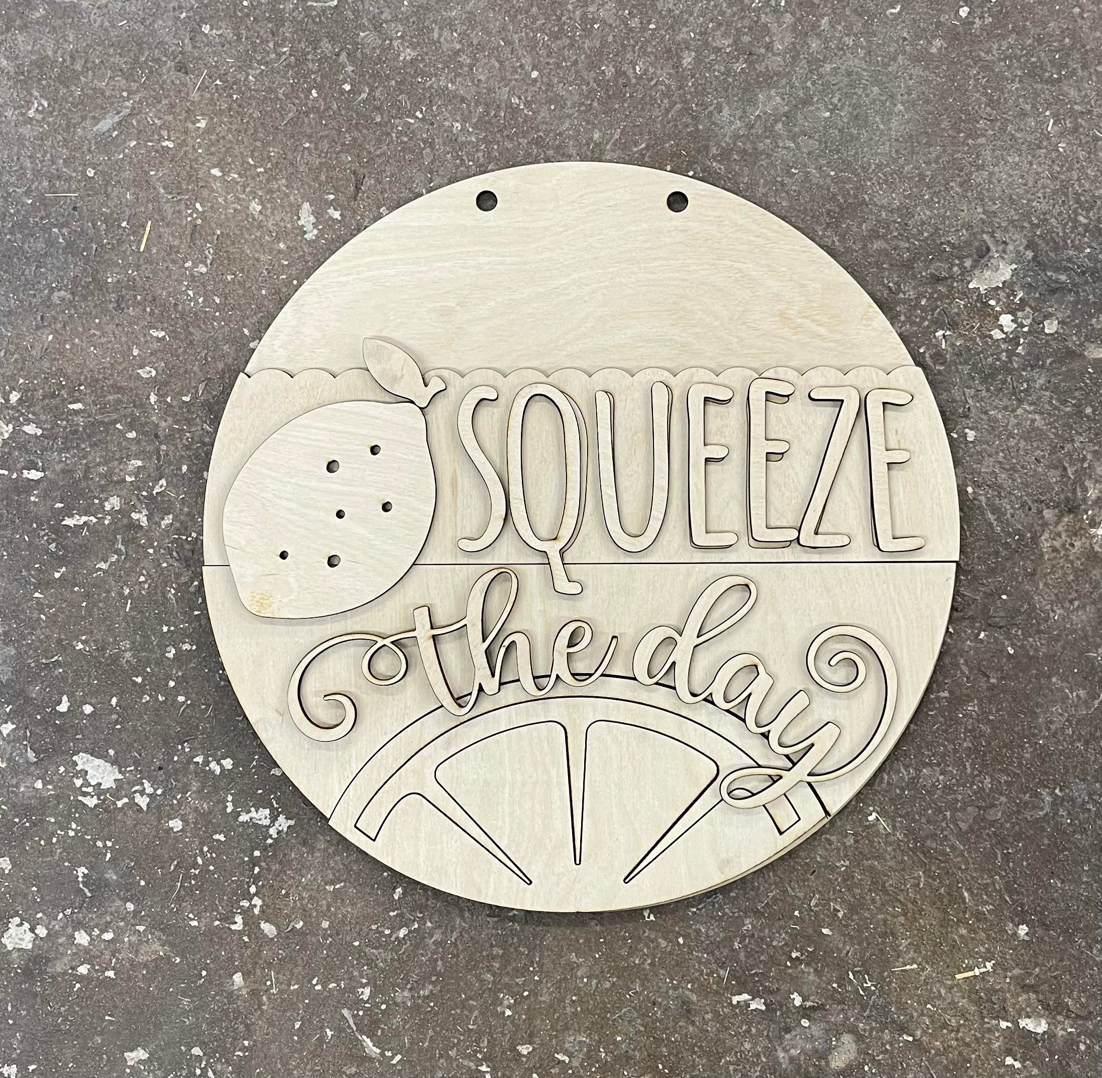 15” Squeeze the Day Lemon Layered Round Door Hanger Wood Cutout | MR ...
