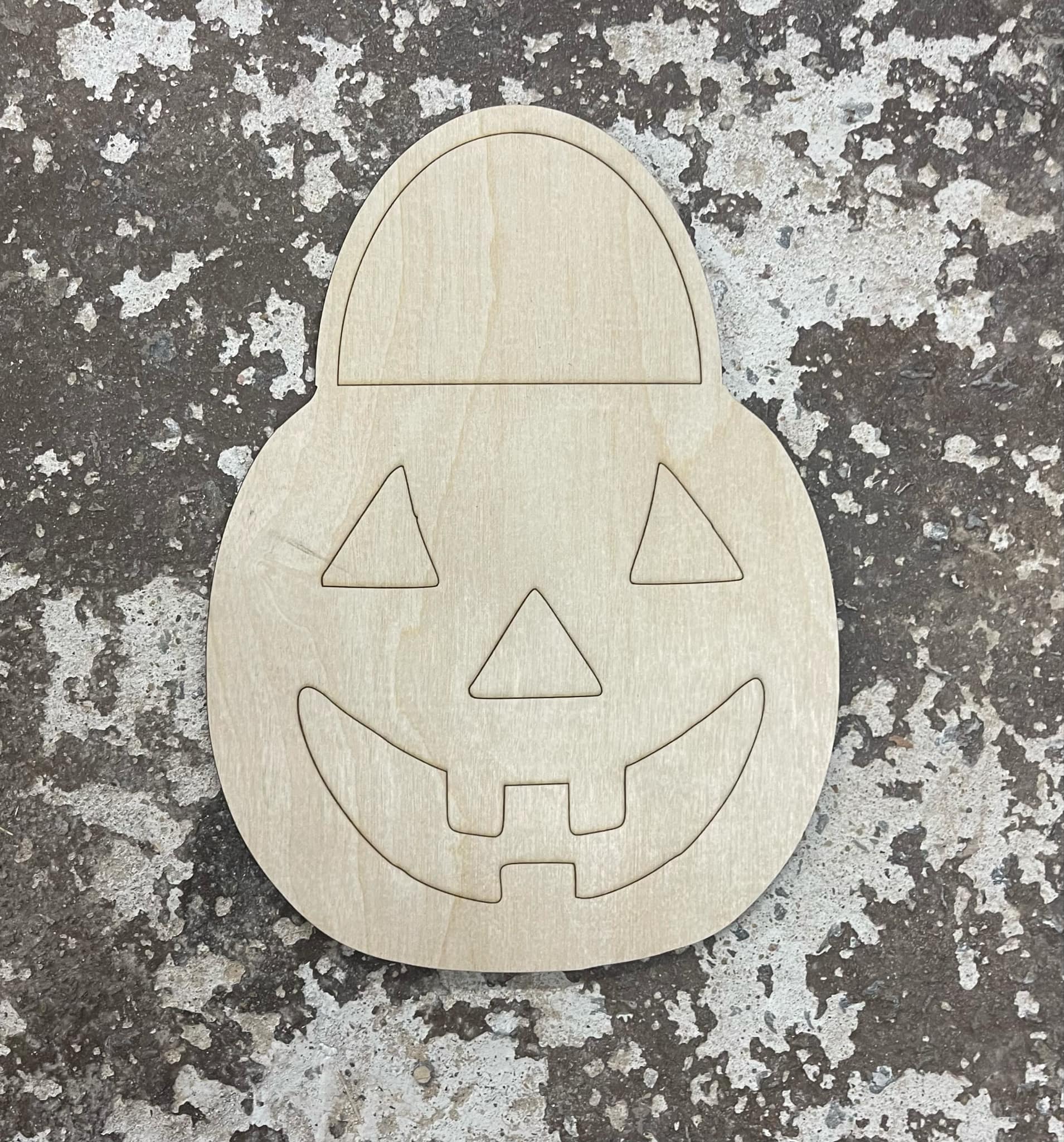 11" Jack- O- Lantern Candy Bucket Wood Cutout | MR. PEACOCK'S WOOD LLC