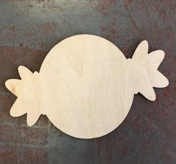 17" CANDY PIECE WOOD DOOR HANGER CUT OUT | MR. PEACOCK'S WOOD LLC