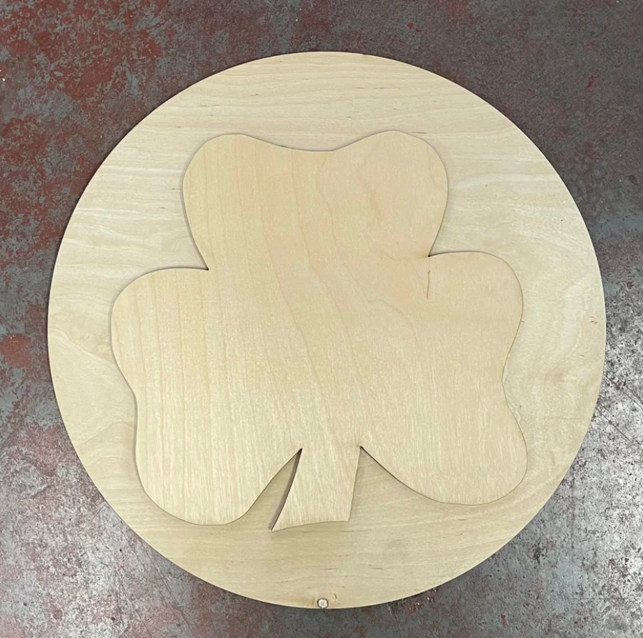 11" Clover and 15" Circle Set Door Hanger Wood Cutout | MR. PEACOCK'S ...