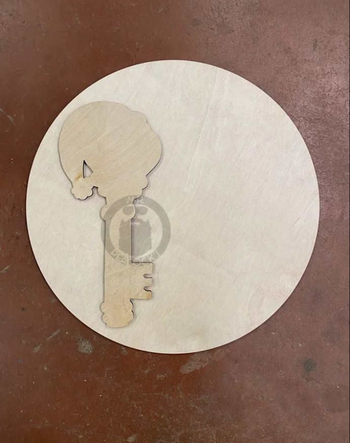 15” Circle And 10” Santa Key Set Door Hanger Wood Cutout | MR. PEACOCK ...