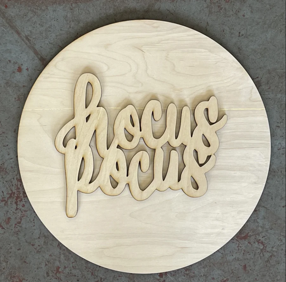 15” Circle And Hocus Pocus Word Set Door Hanger Wood Cutout | MR ...