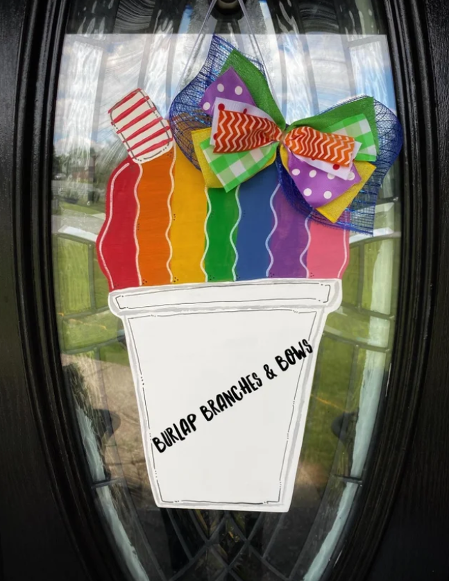 18” New Orleans Style Snowball With Straw Door Hanger Wood Cutout | MR ...