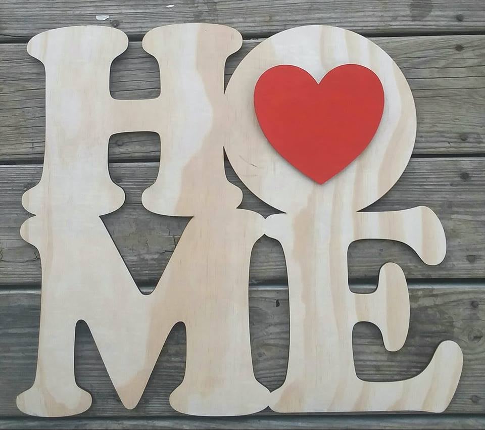 19” HOME Sign For Interchangeable Shapes Door Hanger Wood Cutout | MR ...