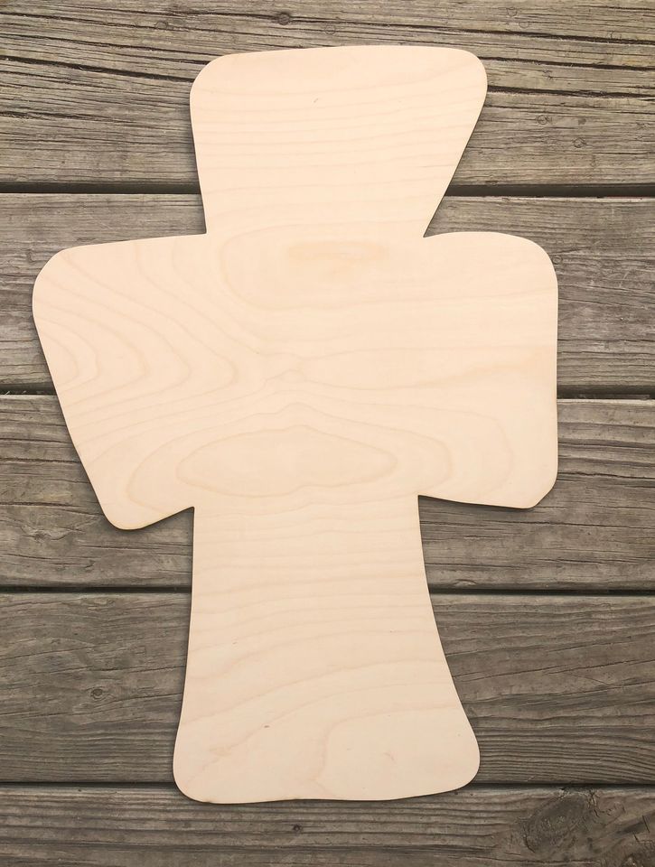 20” Whimsical Cross Door Hanger Wood Cutout | MR. PEACOCK'S WOOD LLC