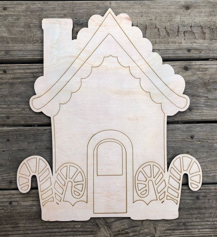 21" Gingerbread House with Lines Door Hanger Wood Cutouts | MR. PEACOCK ...